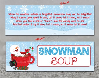 Snowman Soup Bag Toppers for Christmas & Winter Parties Happy - Etsy