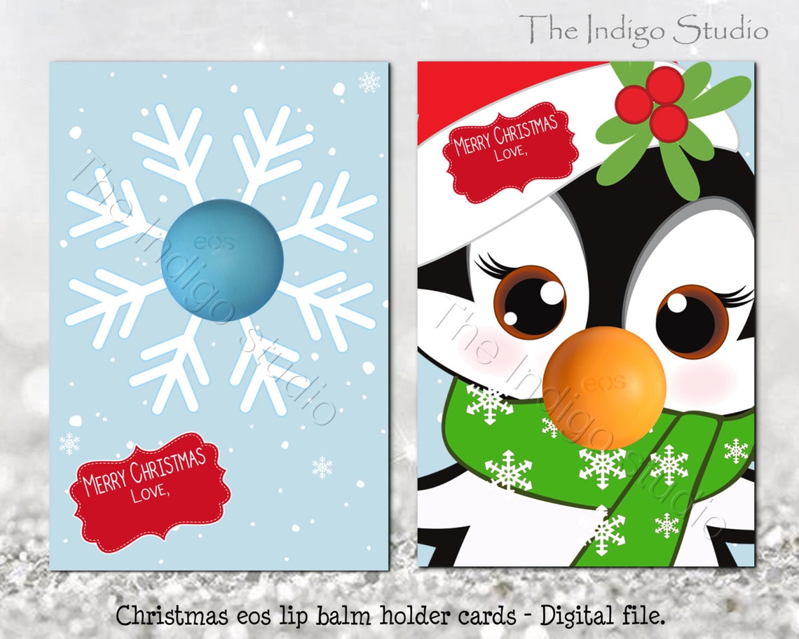 EOS Lip Balm Christmas Holiday Card Digital Printable Eos Lip | Etsy