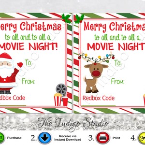 Redbox Codes Gift Tags Cards Digital Printable 4 Different Designs ...