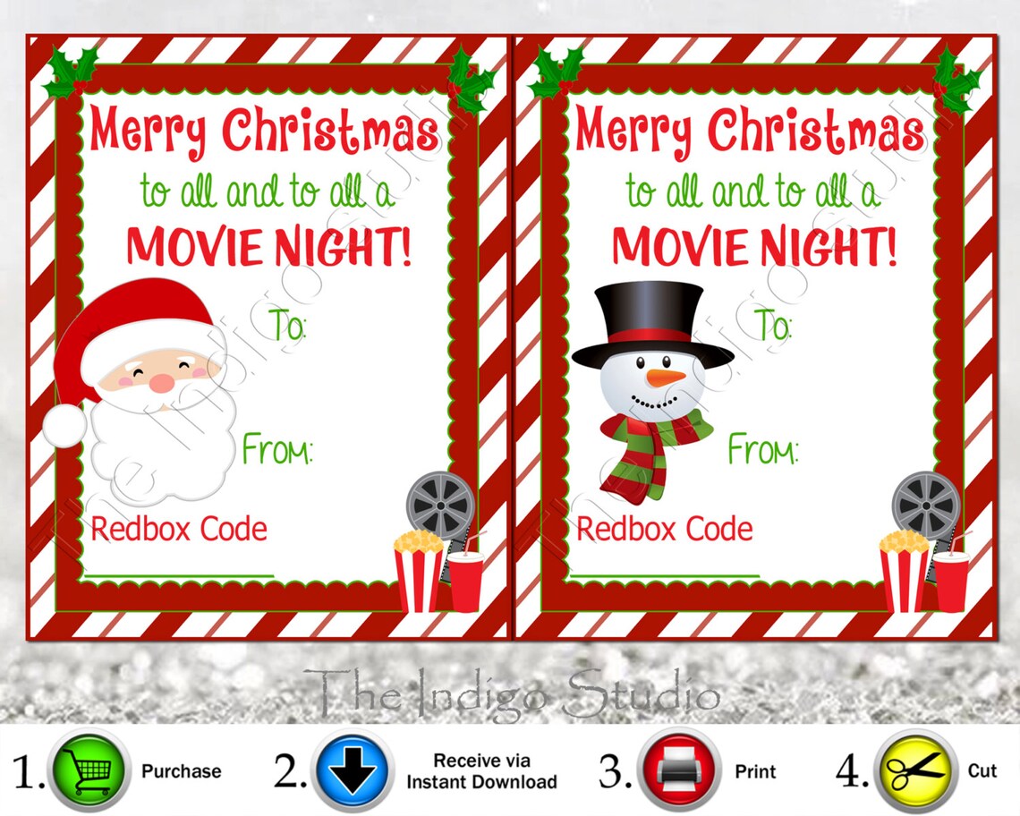 Redbox Codes Gift Tags 4 Different Designs Cards Digital - Etsy