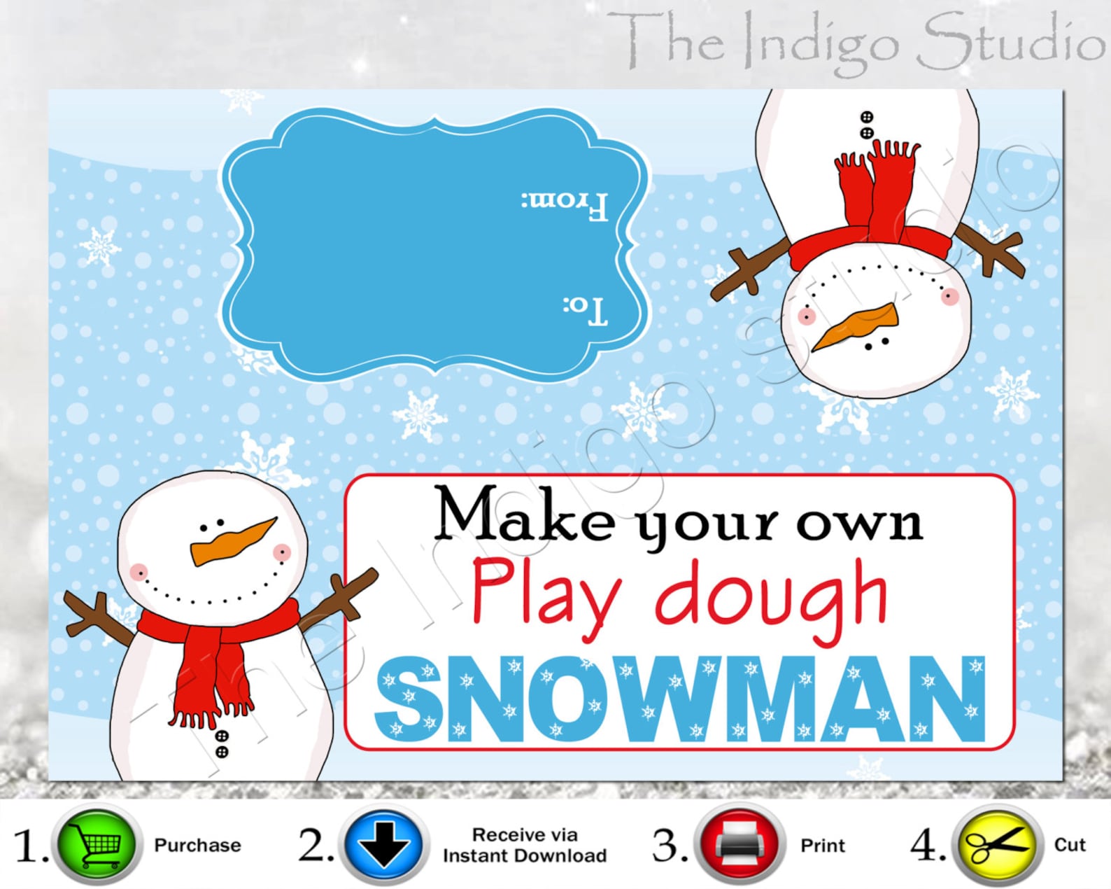 Printable Play Dough Snowman Kit Bag Topper Make Your Own - Etsy