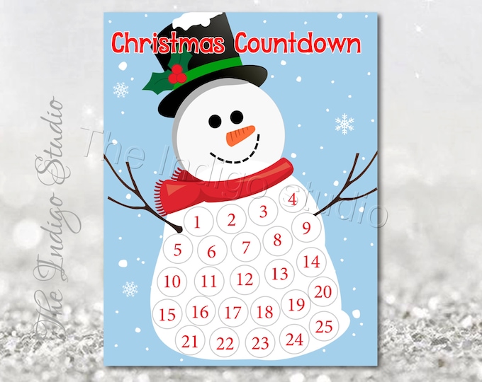 Printable Snowman Countdown to Christmas Christmas Advent Calendar Days ...