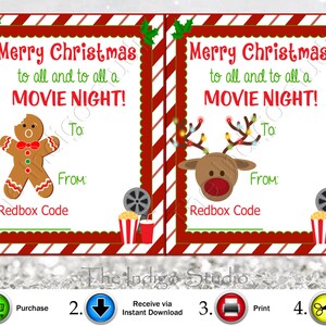 Redbox Codes Gift Tags 4 Different Designs Cards Digital - Etsy