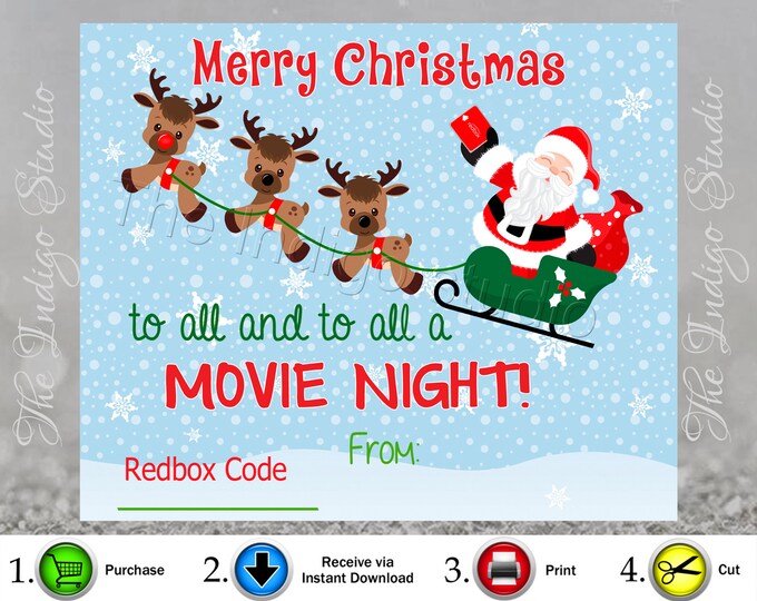 Redbox Code Gift Card Digital Printable - Code Not Included** Merry ...