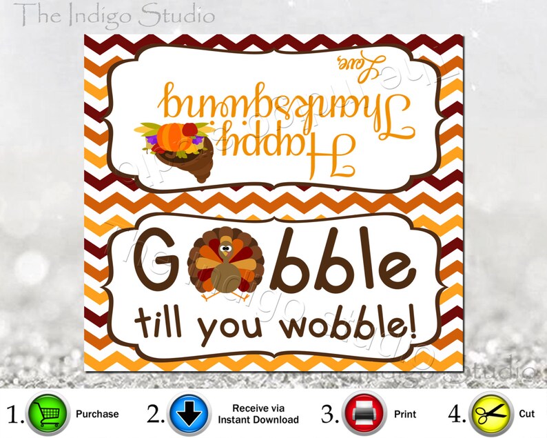 Gobble Till You Wobble Digital Printable Treat Bag Topper - Etsy