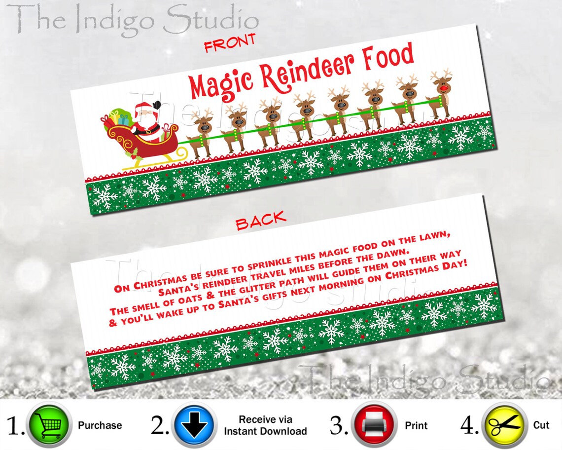Magic Reindeer Food Bag Topper Digital Printable Reindeer Food - Etsy