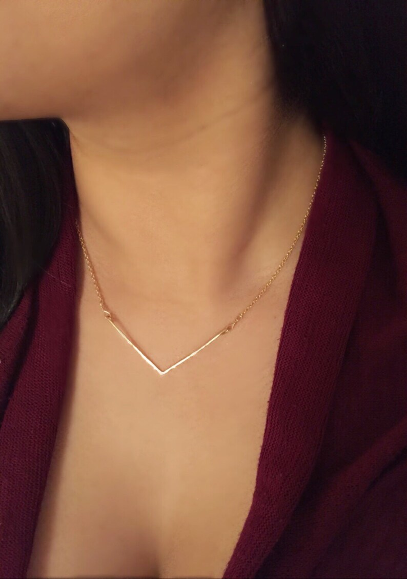 Chevron Necklace - Gold Chevron - Gold V Necklace - Single Chevron Bar ...