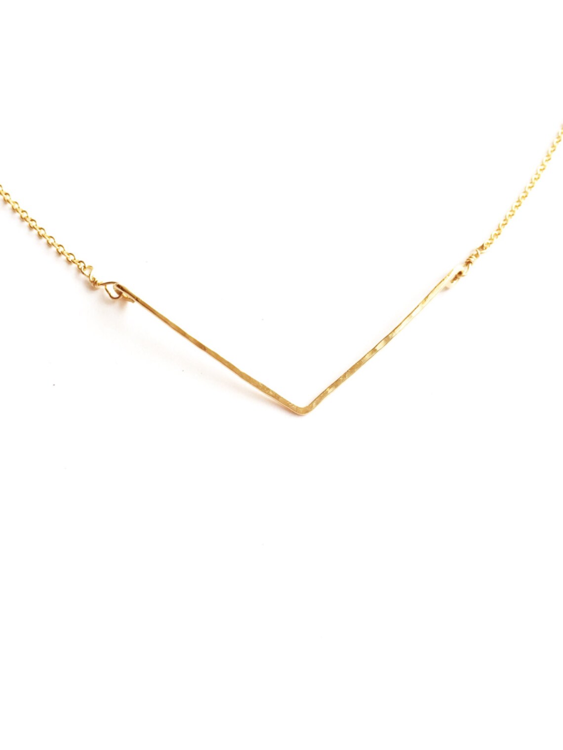 Chevron Necklace - Gold Chevron - Gold V Necklace - Single Chevron Bar ...