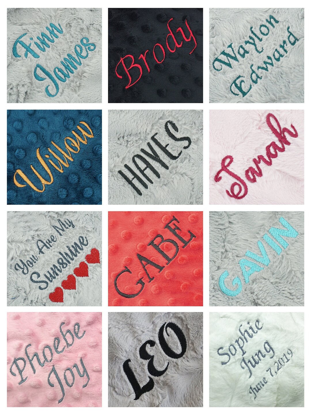 Personalization Name Embroidery (add On- Blanket Not Included) - Etsy