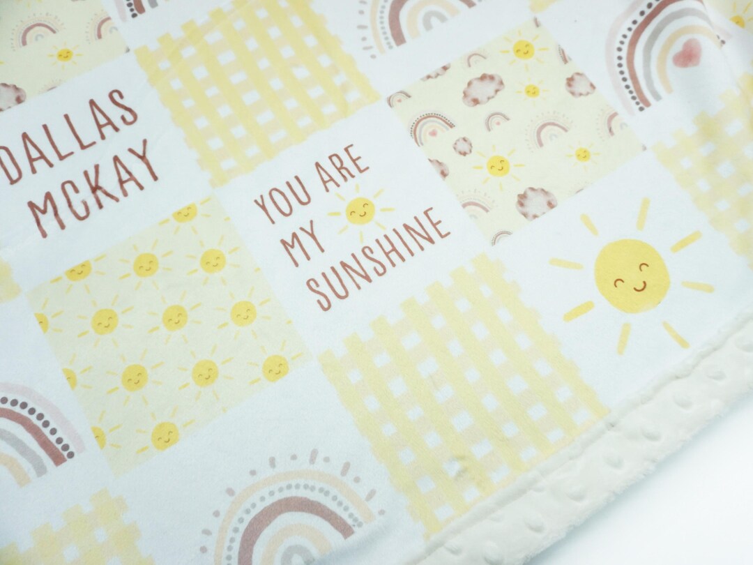 Sunshine Baby Blanket: Personalized Minky Patchwork, Boho Rainbow ...