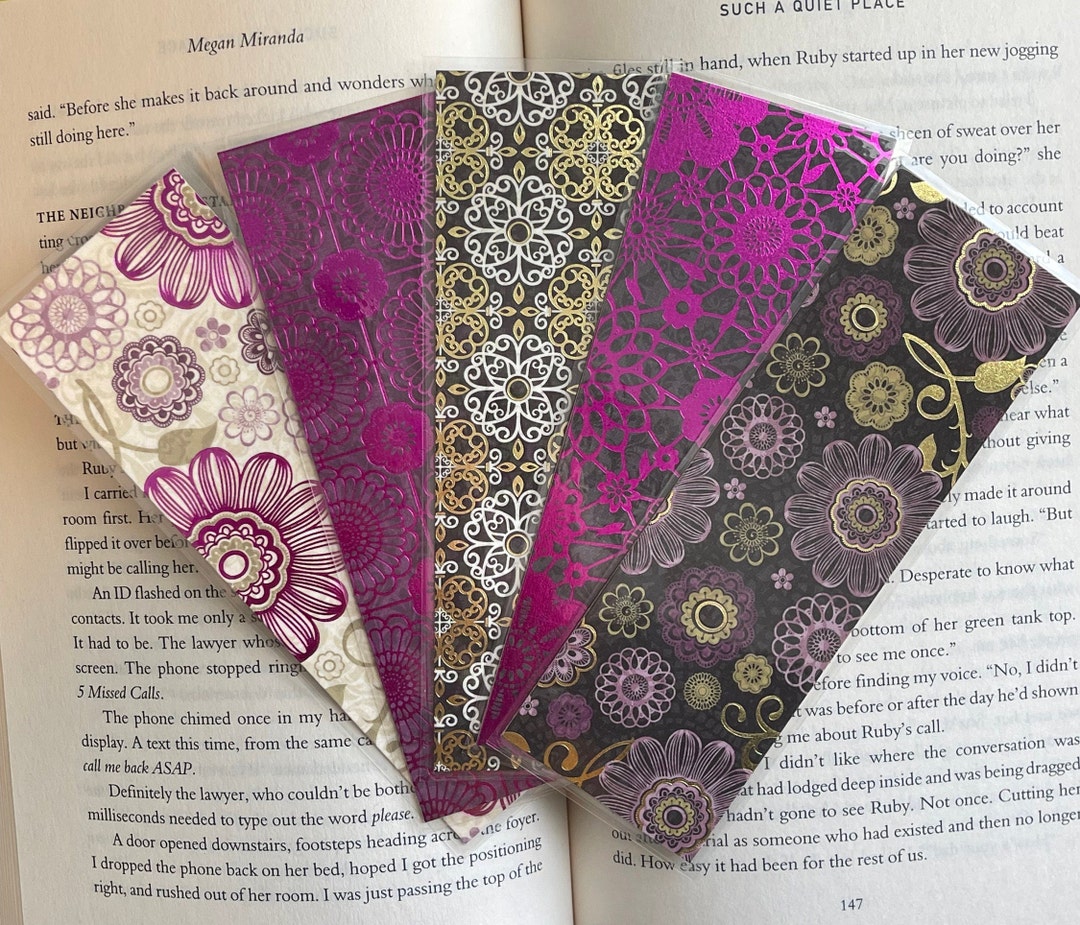 Purple and Gold Lace Floral Foil Laminated Bookmarks - Etsy