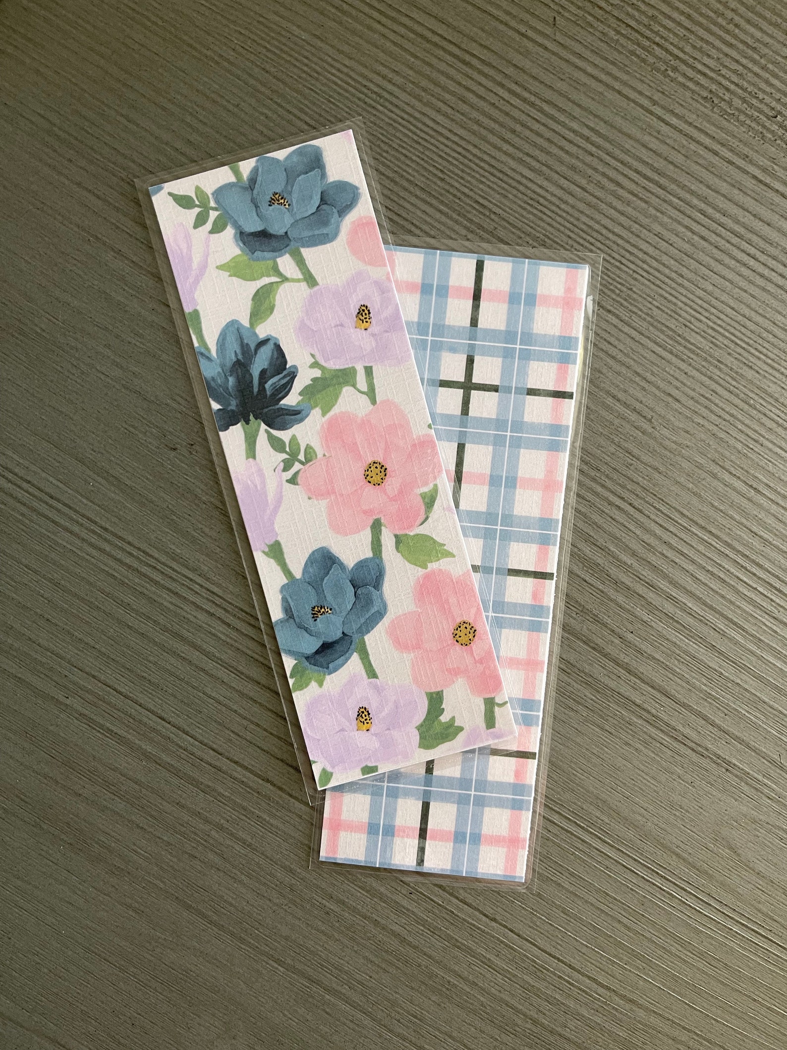 Plaid Floral Double-sided Bookmarks - Etsy