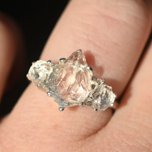 Alternative Raw Crystal Engagement Rings, Raw Crystal Ring, Round or ...