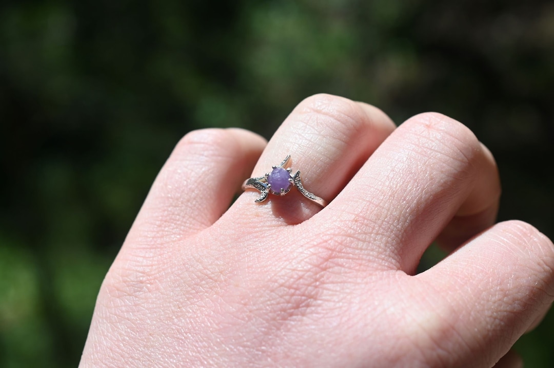 Art Deco Engagement Ring, Raw Grape Agate Ring, Unique Engagement Ring ...
