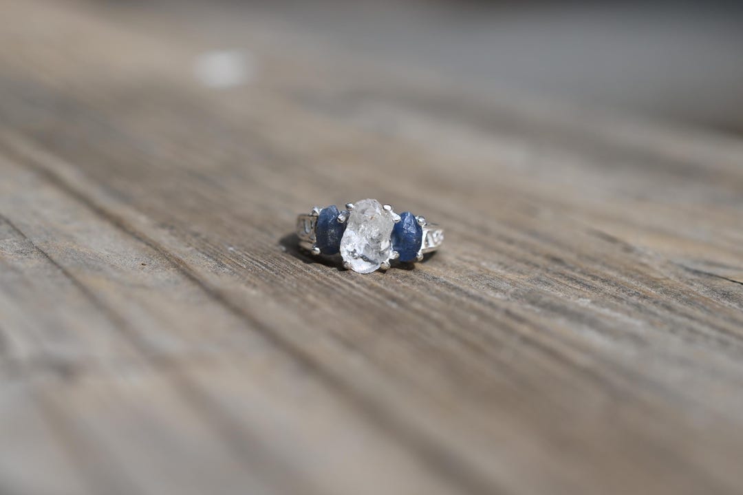 Engagement Ring Burmese Sapphire and Lake County Diamond Sterling ...
