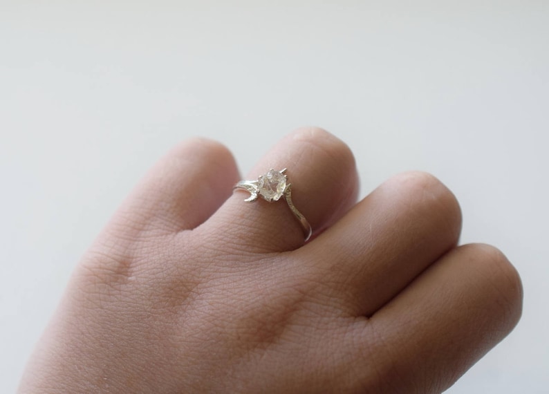 Unique Engagement Ring Vintage Inspired Raw Diamond Ring Rough | Etsy