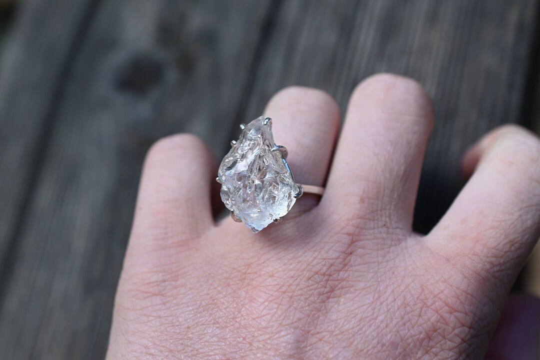 Edwardian Raw Diamond Engagement Ring Rough Diamond Wedding Band Uncut ...