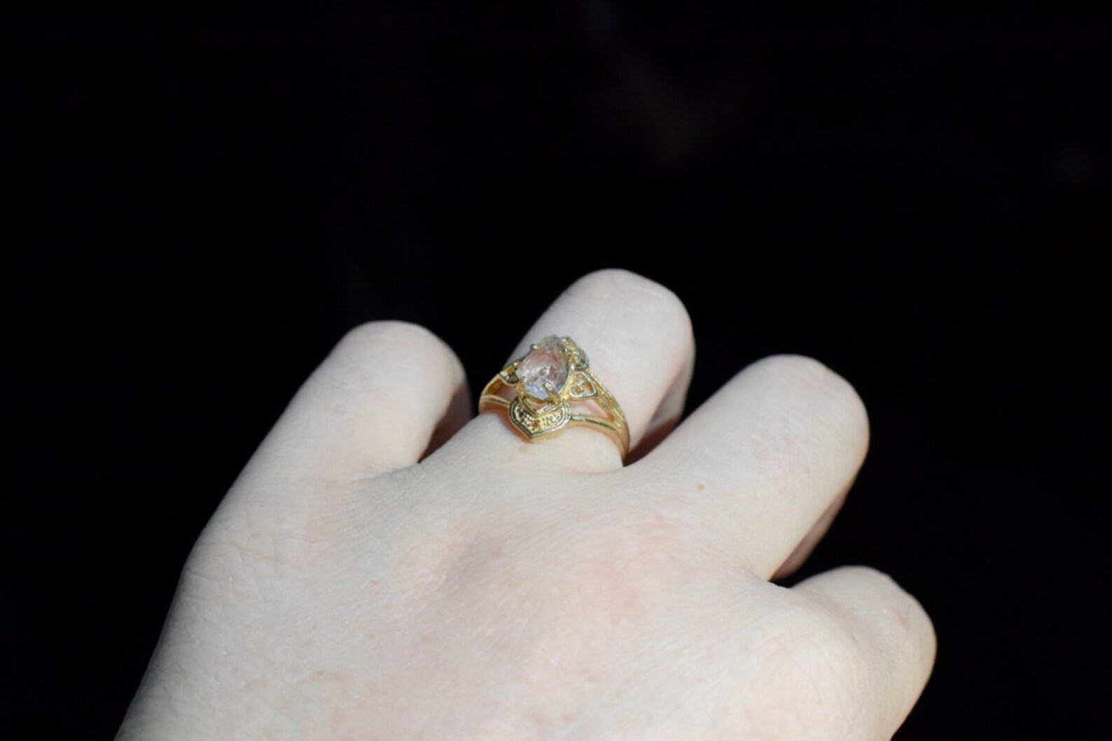 10k Yellow Gold Raw Diamond Ring - Etsy
