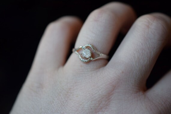 Raw Diamond Engagement Ring Rough Uncut Diamond White | Etsy