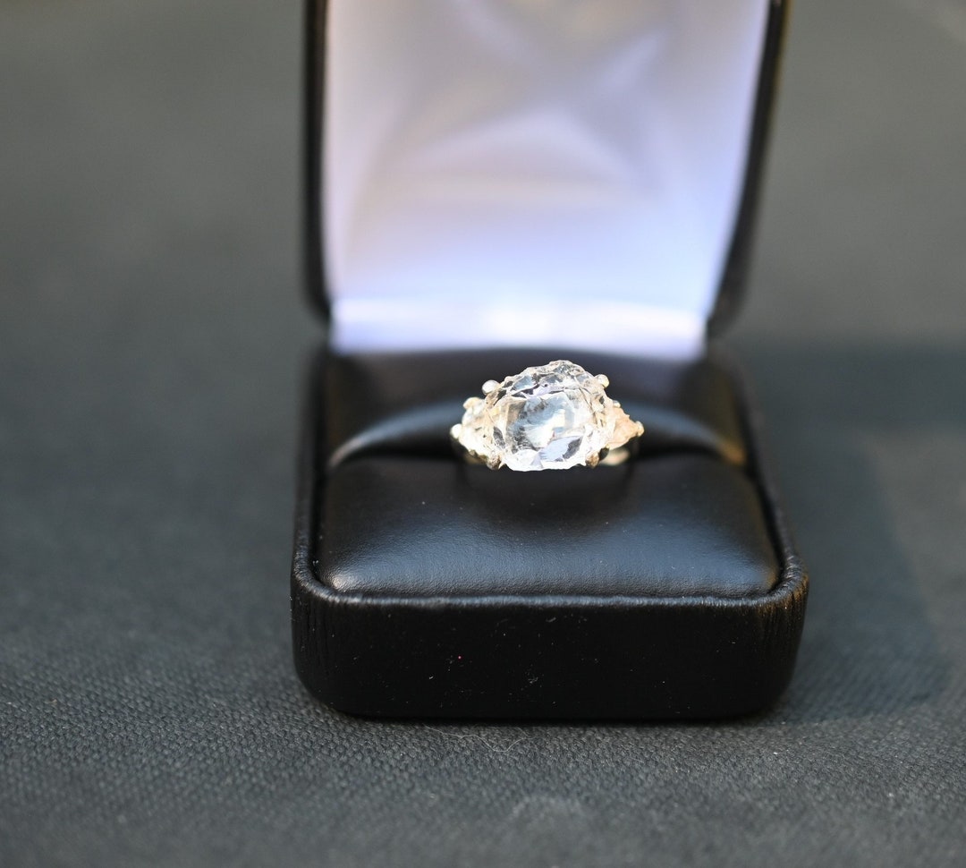 Boho Ring Raw Lake County Diamond Engagement Ring Rough Gemstone ...