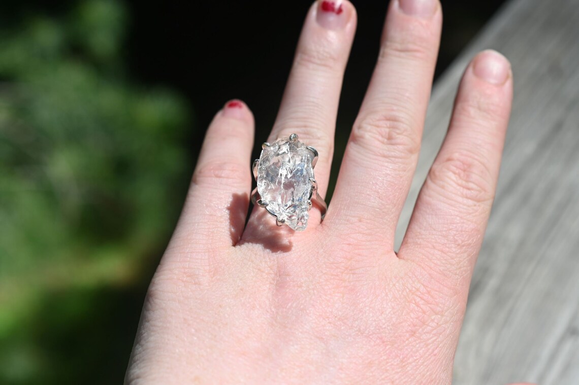 Boho Raw Diamond Engagement Ring Rough Diamond Wedding Band | Etsy