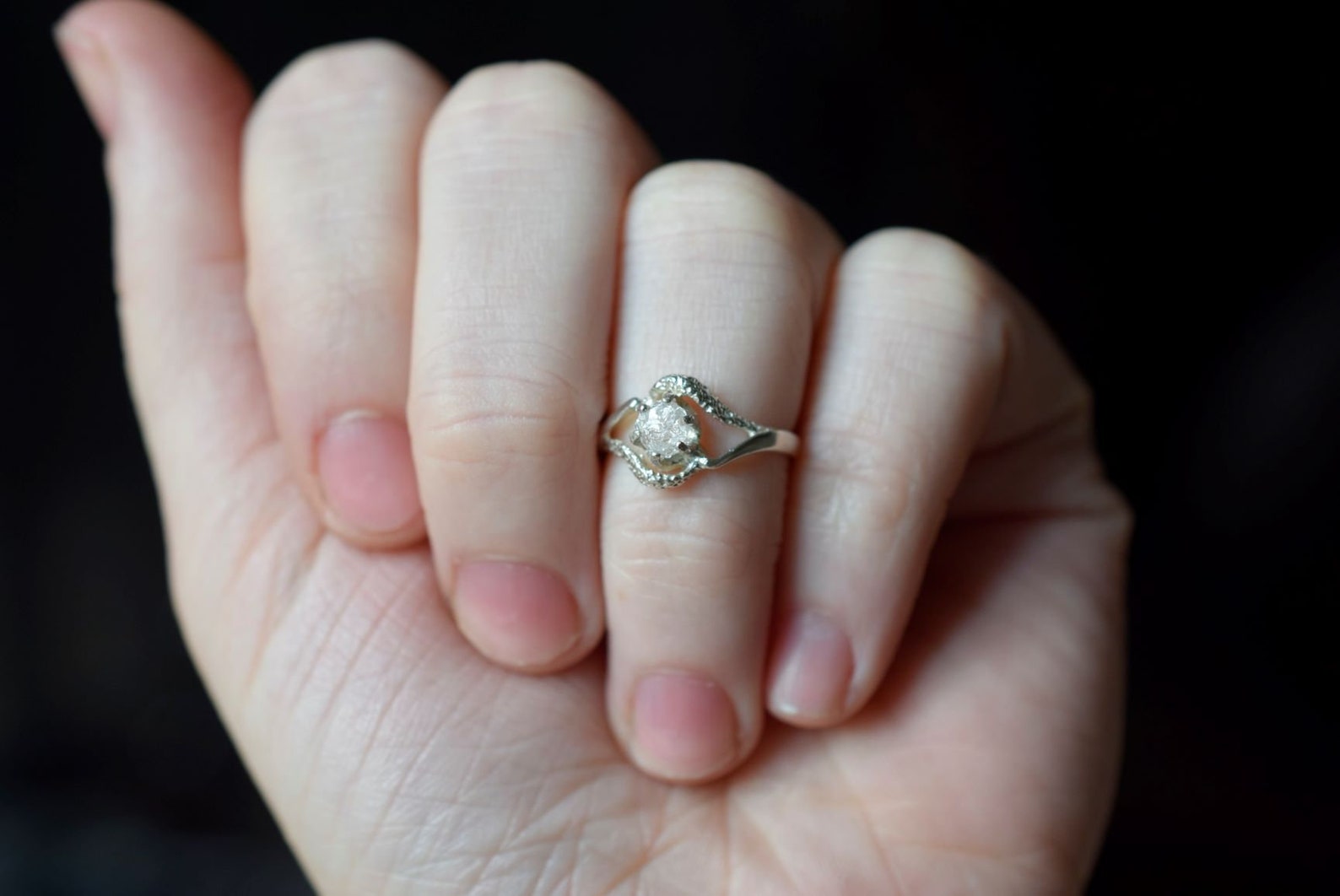 Unique Engagement Ring Handmade Diamond Ring Solid Sterling - Etsy