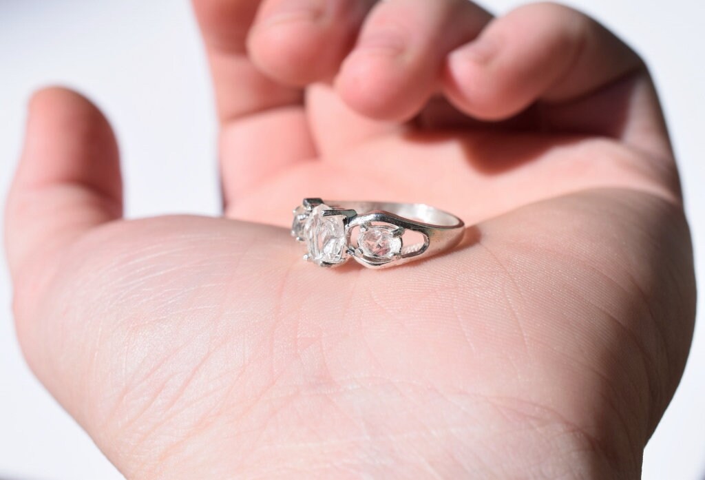 Raw Stone Engagement Ring Unique Rustic Raw Diamond Ring With Side ...