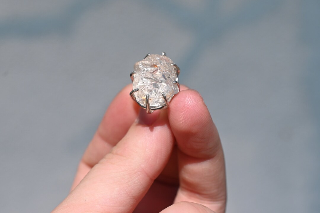 Raw Lake County Diamond Engagement Ring, Sterling Silver Anniversary ...