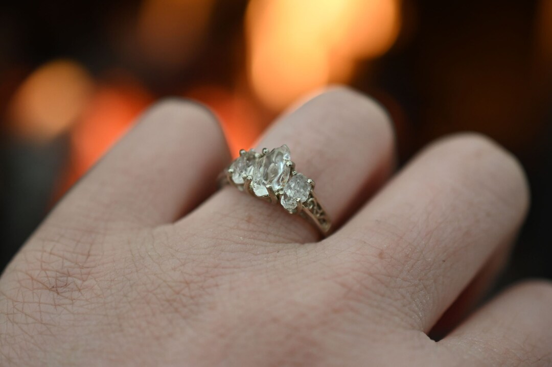 Raw Gemstone Ring Unique Engagement Ring Raw Diamond Ring Rough Natural ...