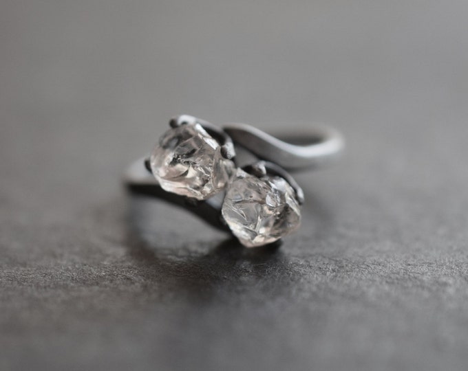 Two Stone Bypass Diamond Engagement Ring, Unique Wedding Band ...