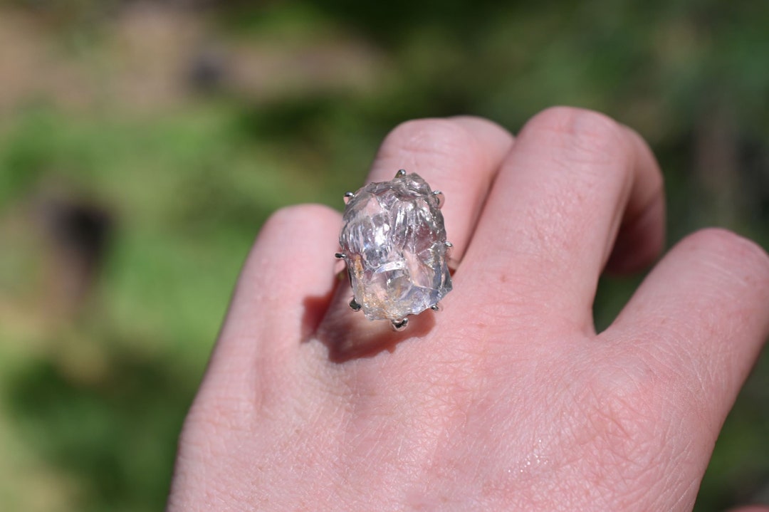 Large Raw Stone Engagement Statement Ring 9 Carat Diamond Rustic Unique ...