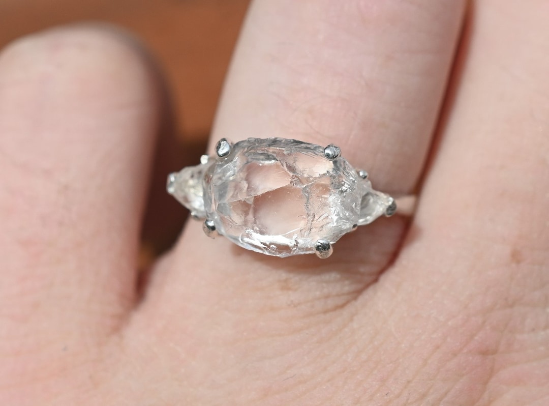 Raw Crystal Ring, Engagement Ring, Unique Crystal Ring, Rough Crystal ...