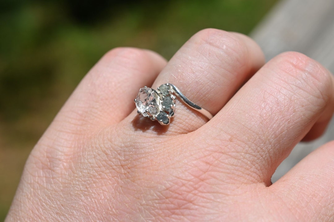 Raw Sapphire Lake County Diamond Engagement Ring Rough Natural Uncut ...