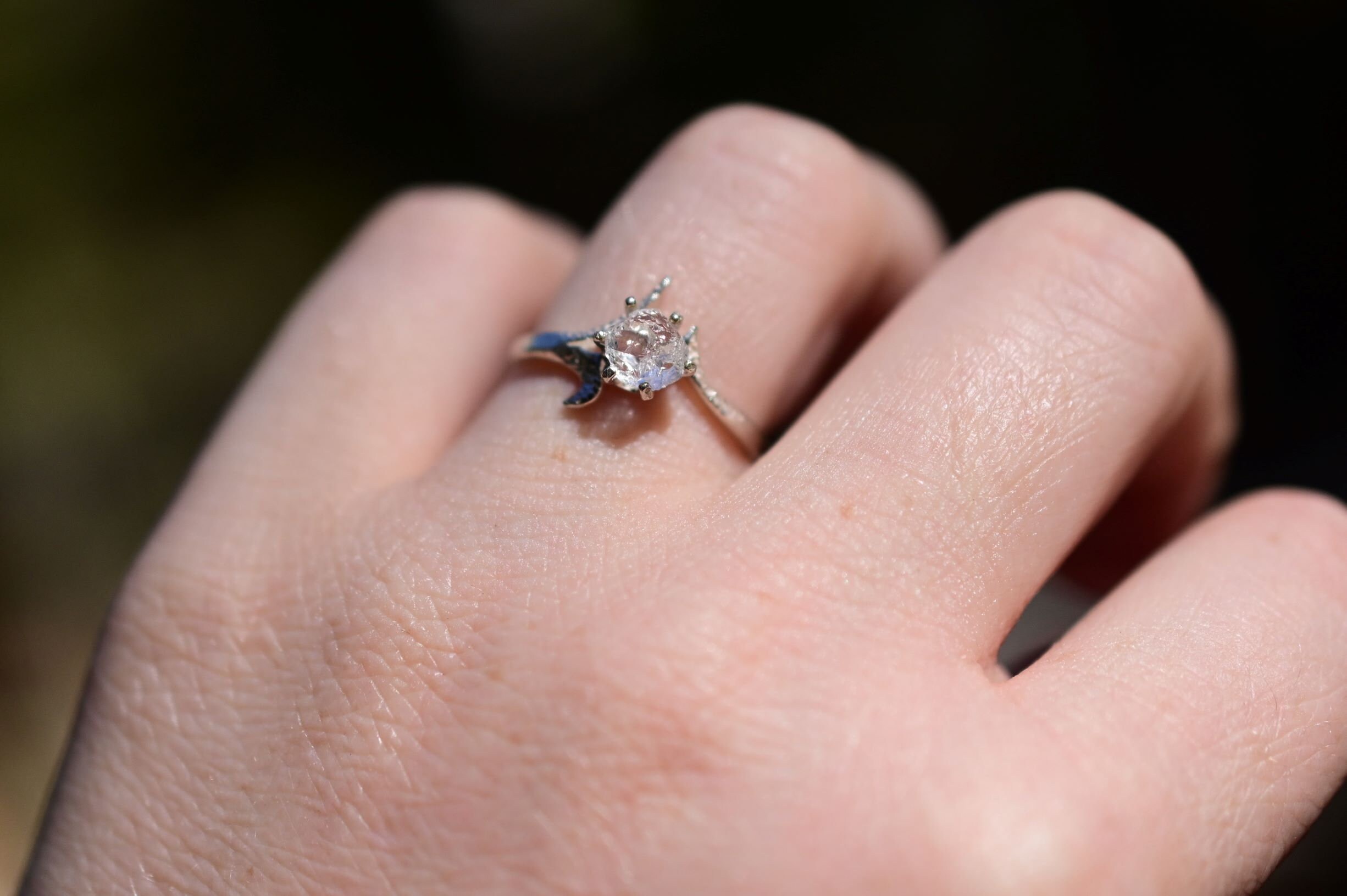 Raw Diamond Engagement Ring Rough Uncut Diamond White | Etsy