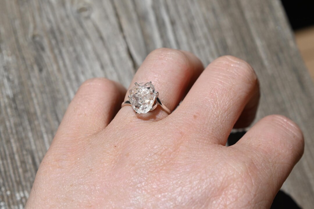 Sterling Silver Lake County Diamond Ring, Rough Raw Diamond Engagement ...