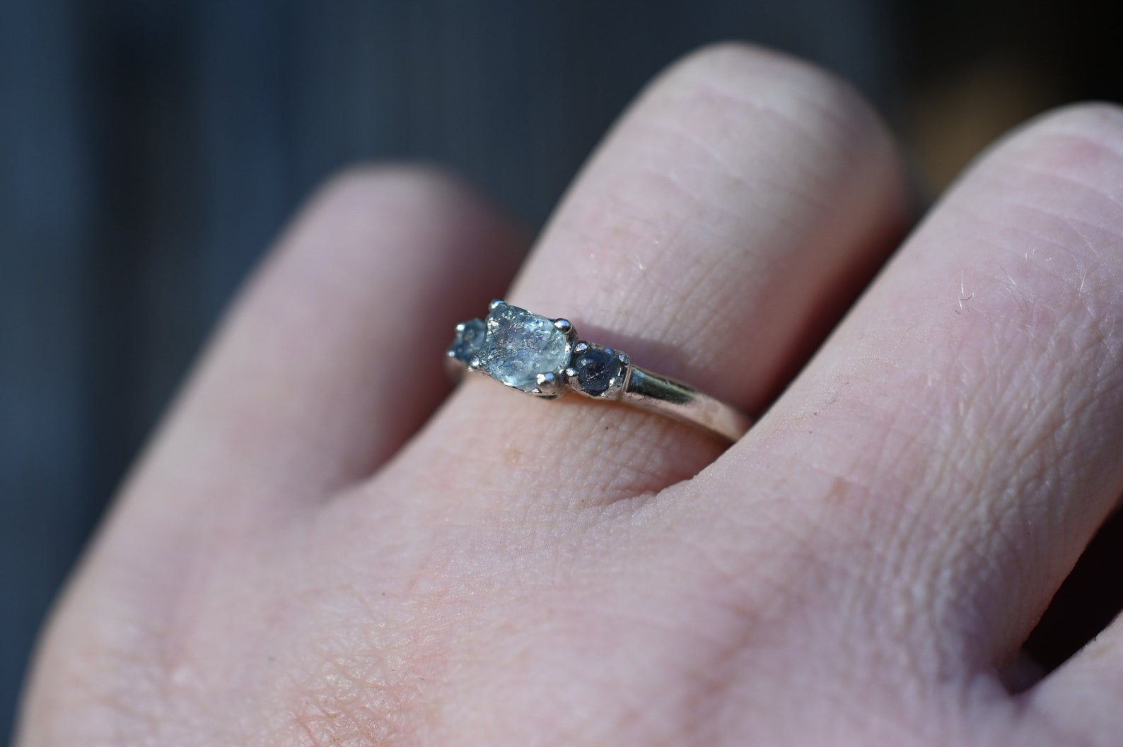 Raw Gemstone Ring Sapphire Engagement Ring Silver Rough Raw - Etsy