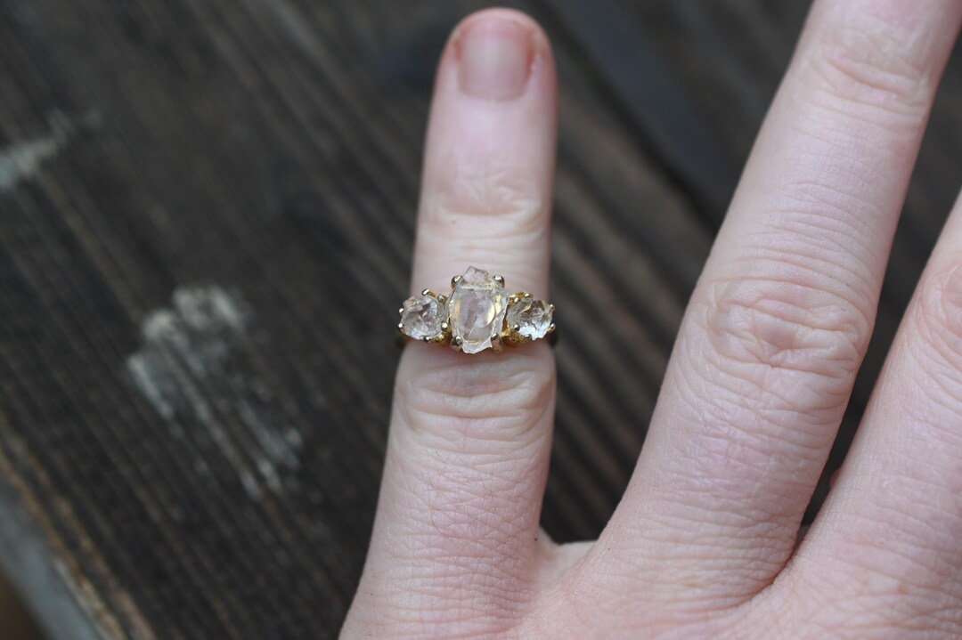 Engagement Ring Lake County Diamond , Solid 10k Yellow Gold, Raw Stone ...