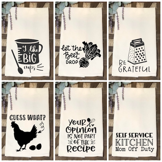 Kitchen Towel Funny Family Sayings Dish Towels Flour Sack | Etsy