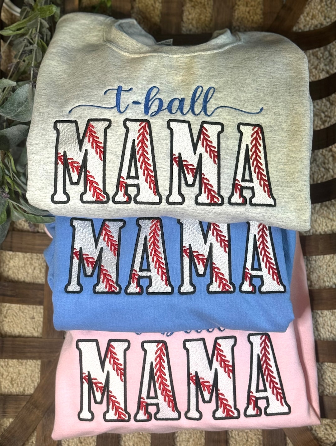 T-ball Mama Sweatshirt, Gift for Mom Embroidery T-shirt, Personalized ...