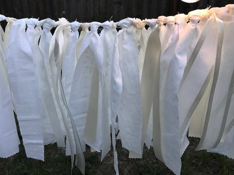 Rag Tied Garland White and Ivory Handtied Fabric Garland - Etsy
