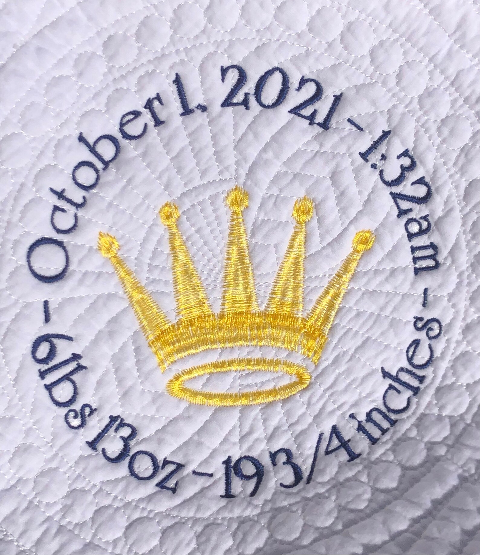 Personalized Baby Prince Quilt: Embroidered Birth Announcement Blanket ...