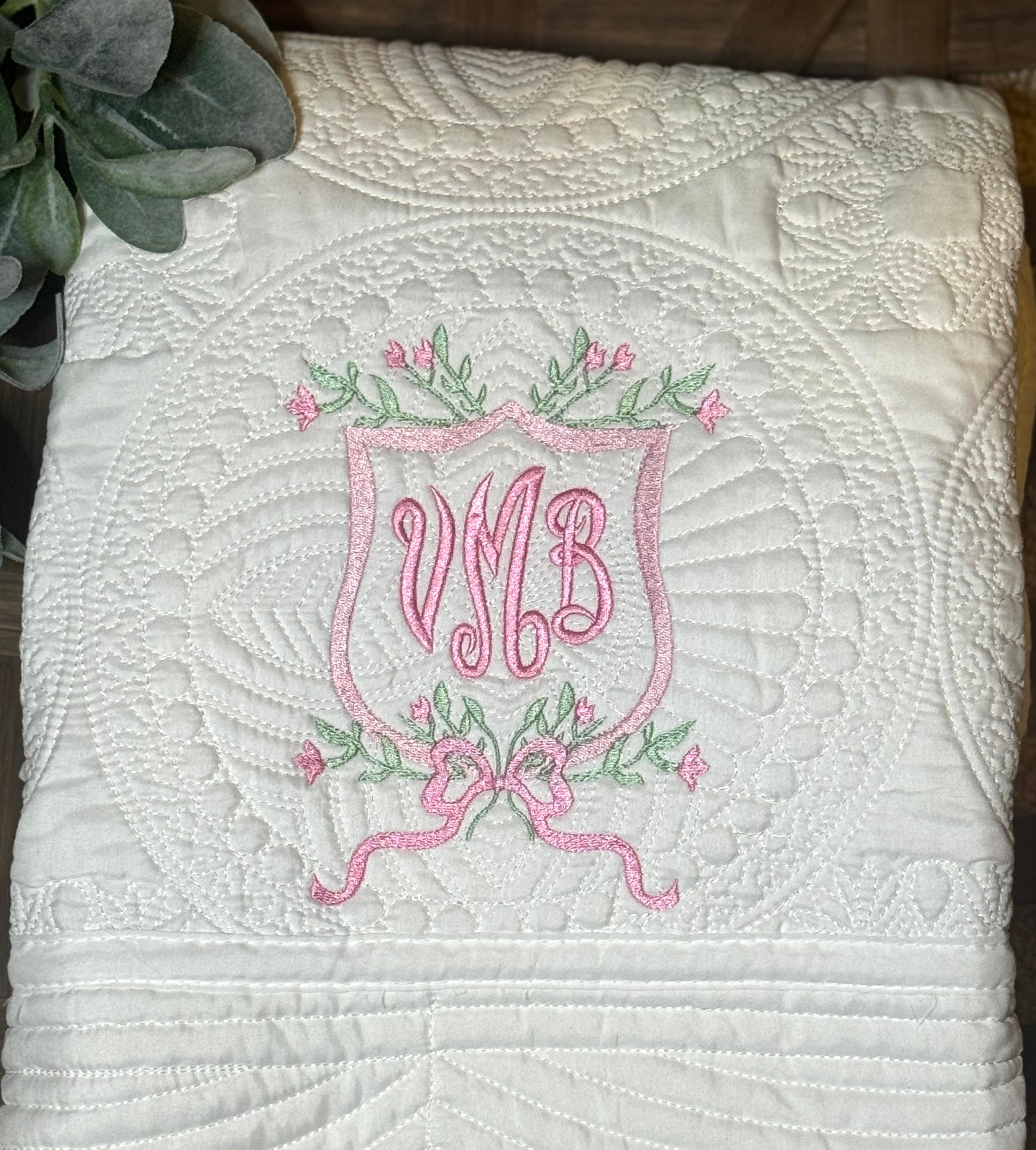 Heirloom Quilt Embroidered With Classic Crest and Baby's Initials ...