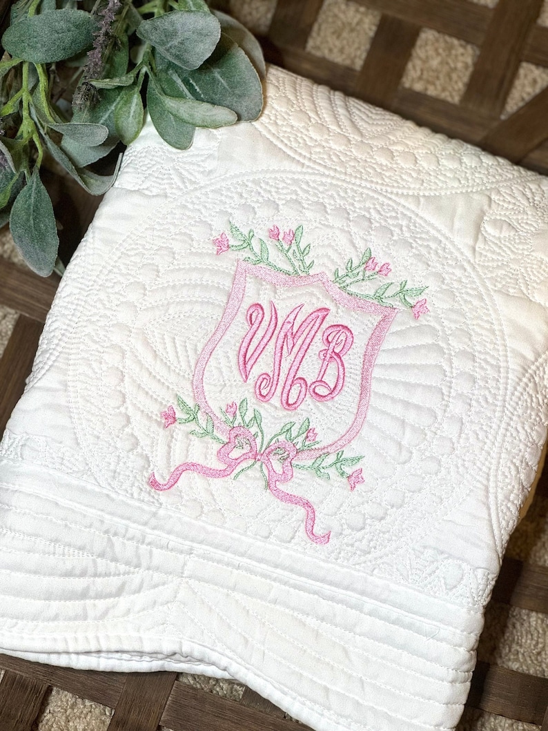 Heirloom Quilt Embroidered With Classic Crest and Baby's Initials ...