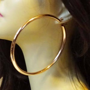 LARGE 4 Inch Hoop Earrings Thick Cast Tube Hoop Earrings Rose Gold Hoop ...
