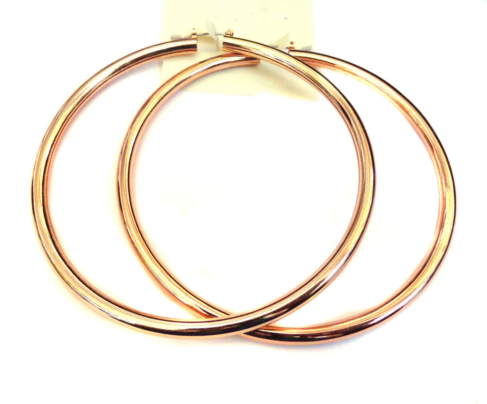 LARGE 4 Inch Hoop Earrings Thick Cast Tube Hoop Earrings Rose - Etsy
