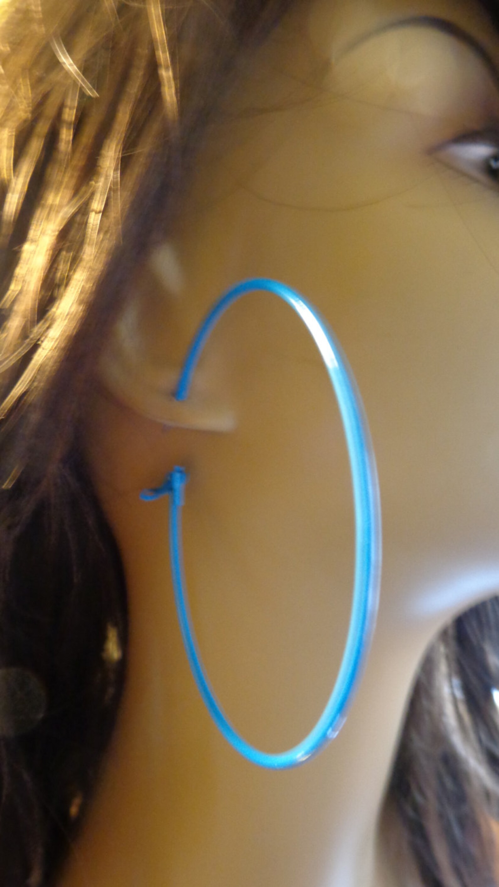 LARGE 4 Inch Hoop Earrings Blue Hoop Earrings Classic Thin | Etsy