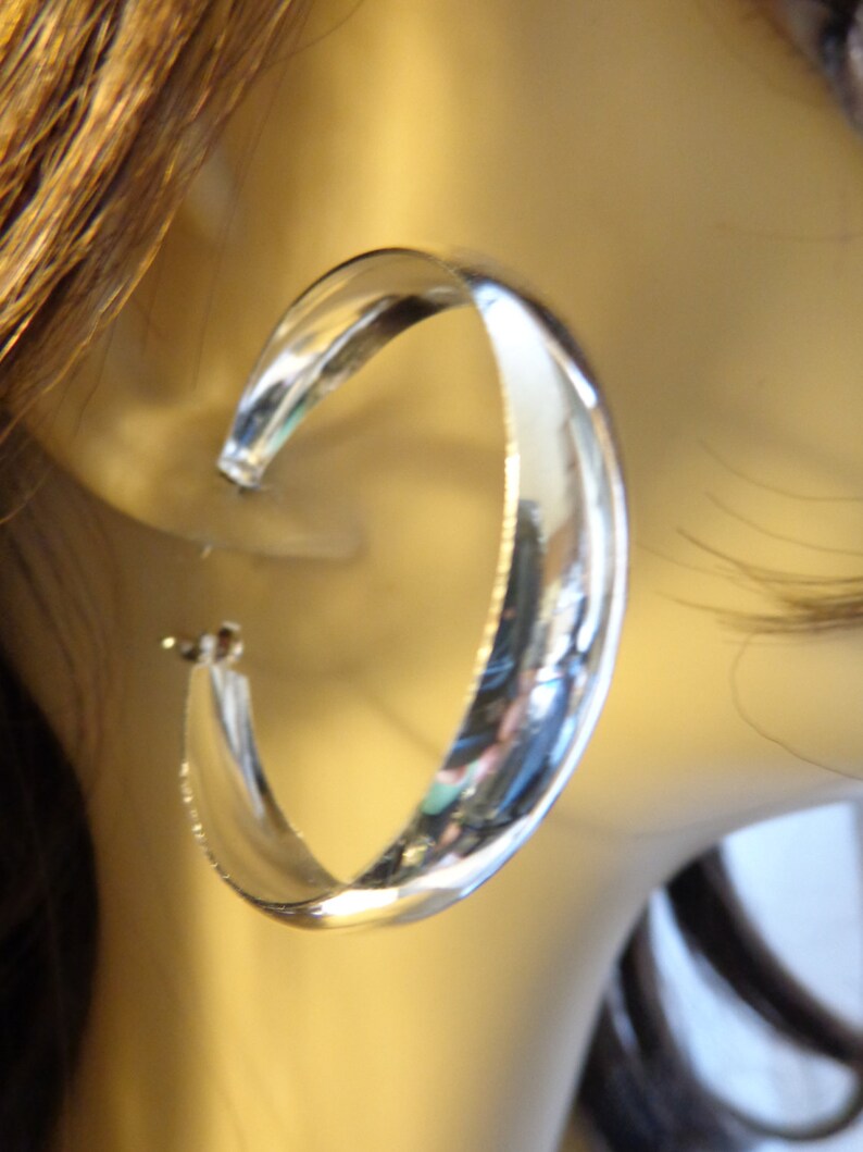 2 inch Thick Silver tone Hoop Earrings 0.33 inch thick | Etsy
