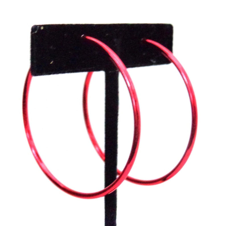 Clip-on Earrings Hoop Earrings RED Hoop Earrings 2 Inch Hoop - Etsy