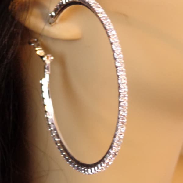 Rhinestone Hoops - Etsy