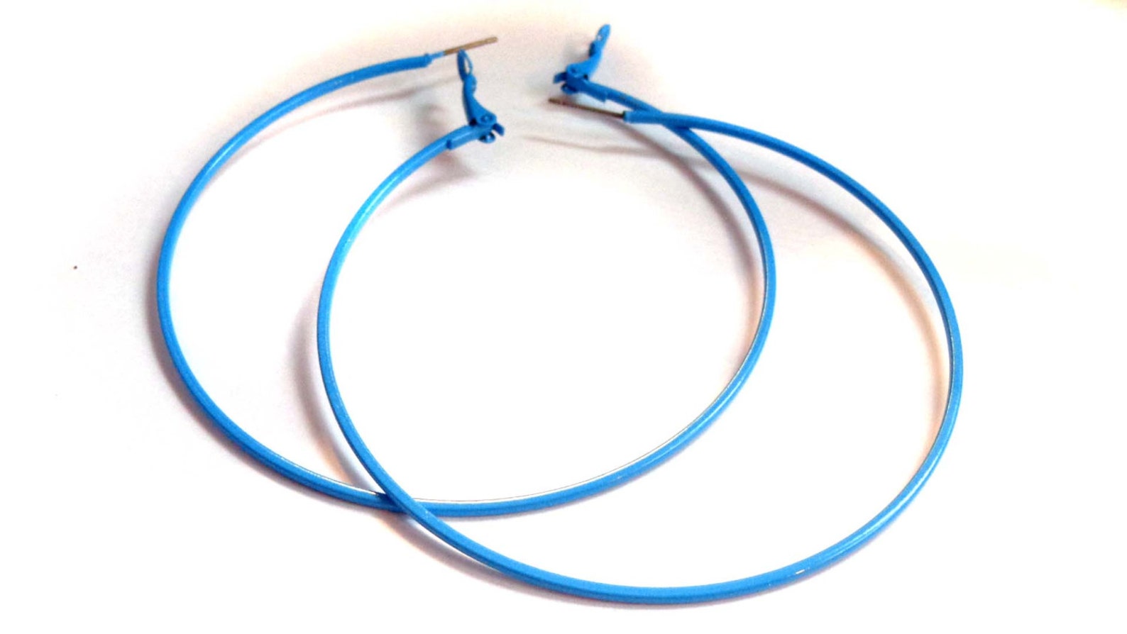 LARGE 4 Inch Hoop Earrings Blue Hoop Earrings Classic Thin - Etsy